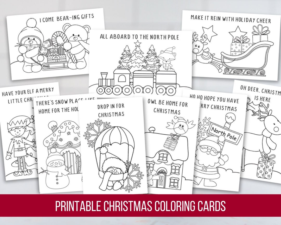 Printable Christmas Coloring Cards, Christmas Coloring Activity ...