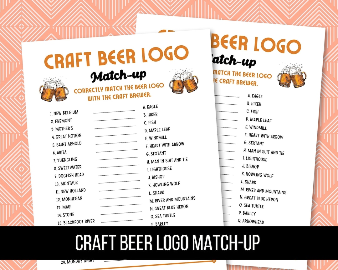 Printable Craft Beer Logo Match-up, Beer Games, Games for Adults ...