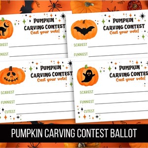 Printable Pumpkin Carving Contest Voting Ballot 3.5 X 2.5”, Halloween ...