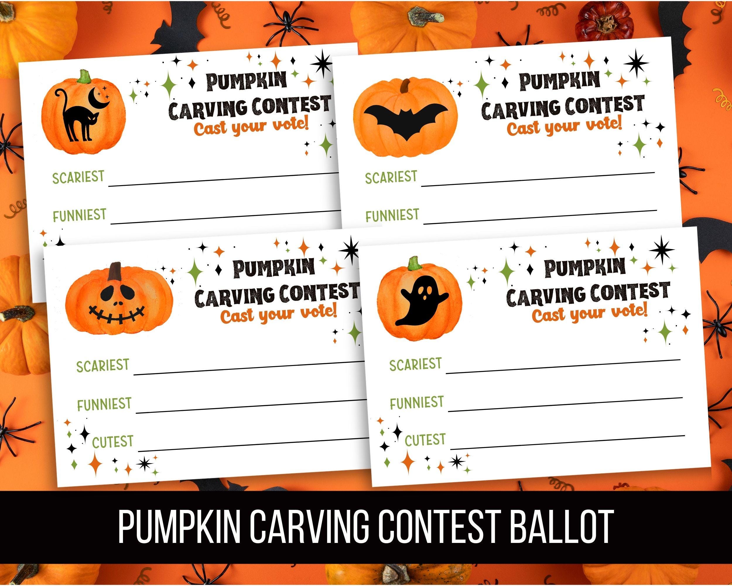 Printable Pumpkin Carving Contest Voting Ballot 3.5 X 2.5”, Halloween ...