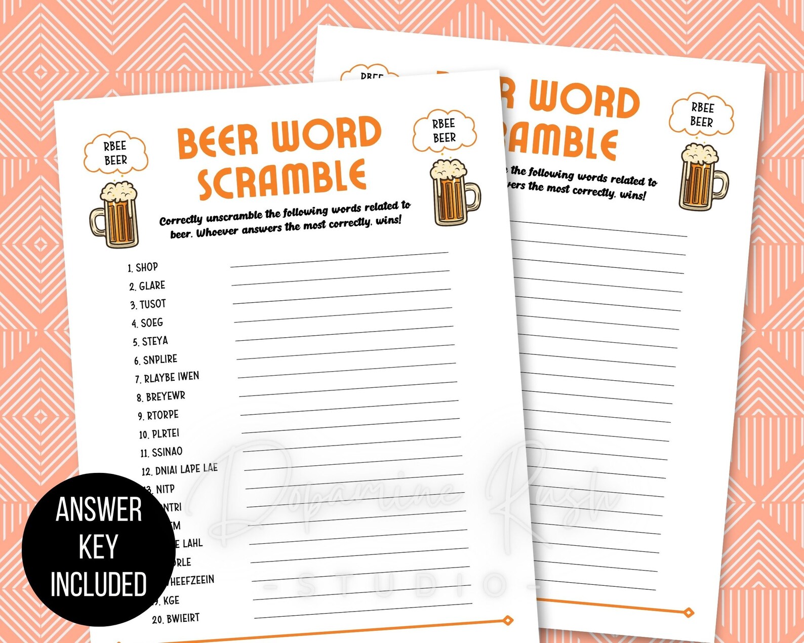 Printable Beer Word Scramble, Beer Games, Games for Adults, Printable ...
