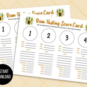 Printable Rum Tasting Score Card, Score Card for 4 Rums, Rum Tasting ...