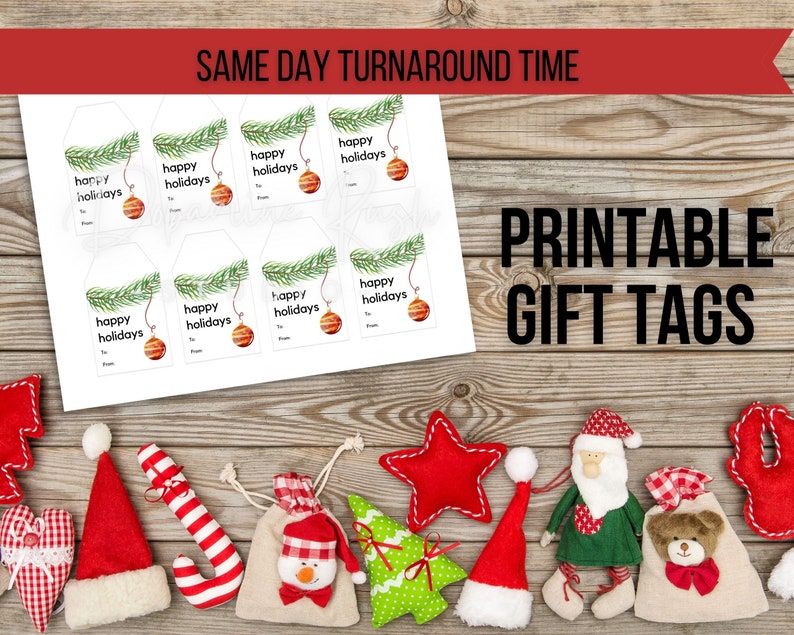 Printable Happy Holidays Gift Tag, Printable Christmas Gift Tag ...