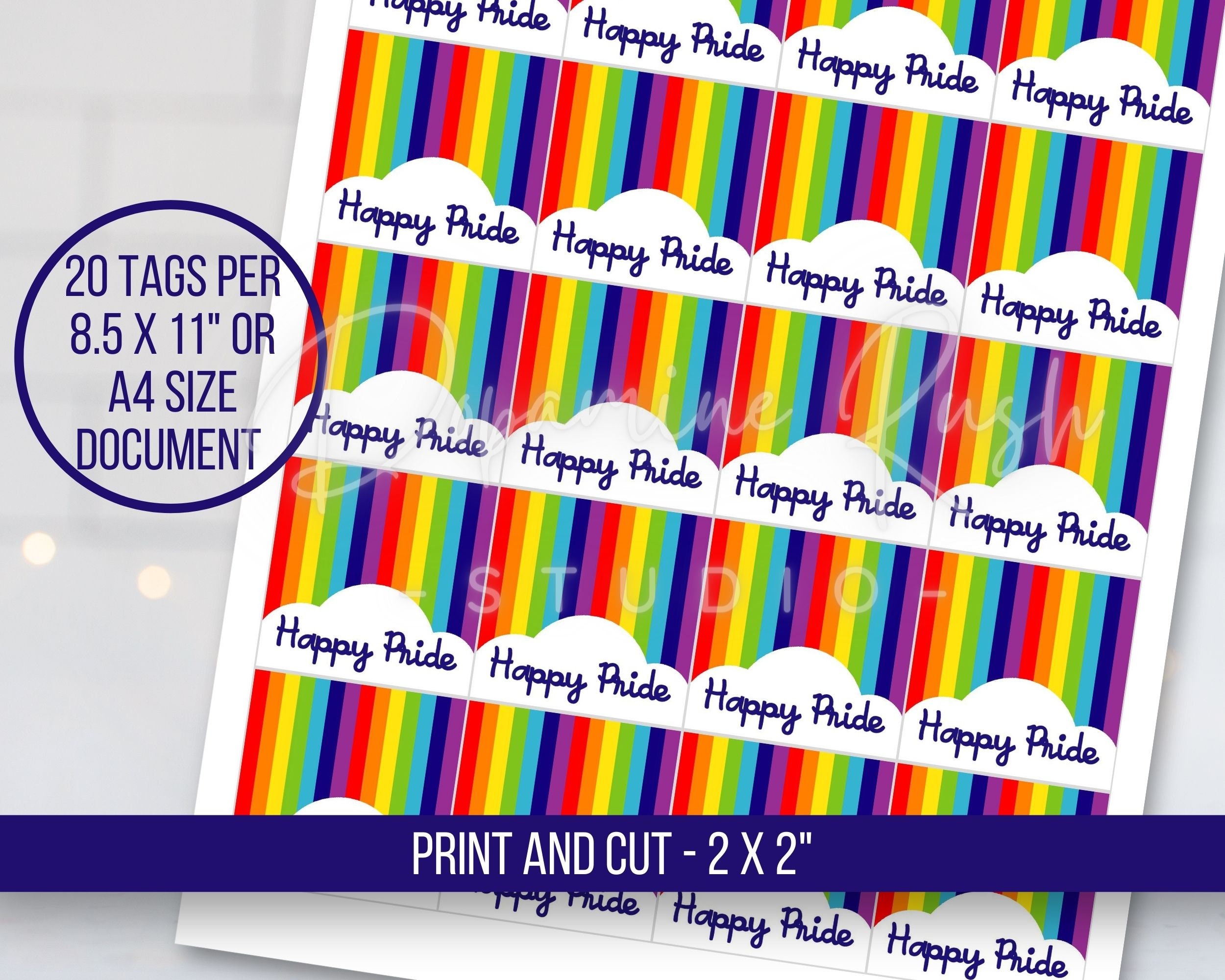 Printable Pride Square 2x2in Cookie Tags, Rainbow Pride Gift Tags ...