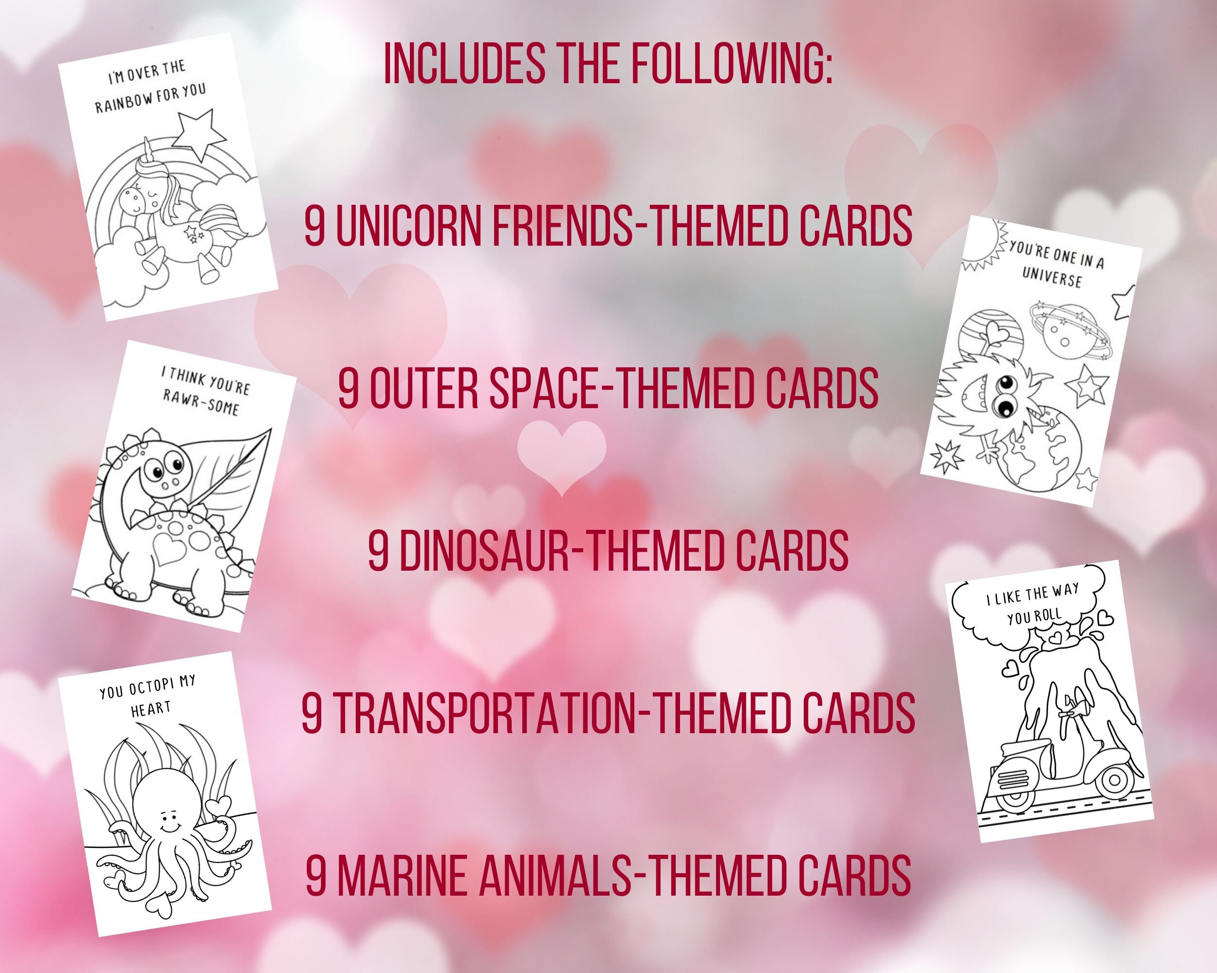 Printable Valentines Day Coloring Cards, Classroom Valentines ...