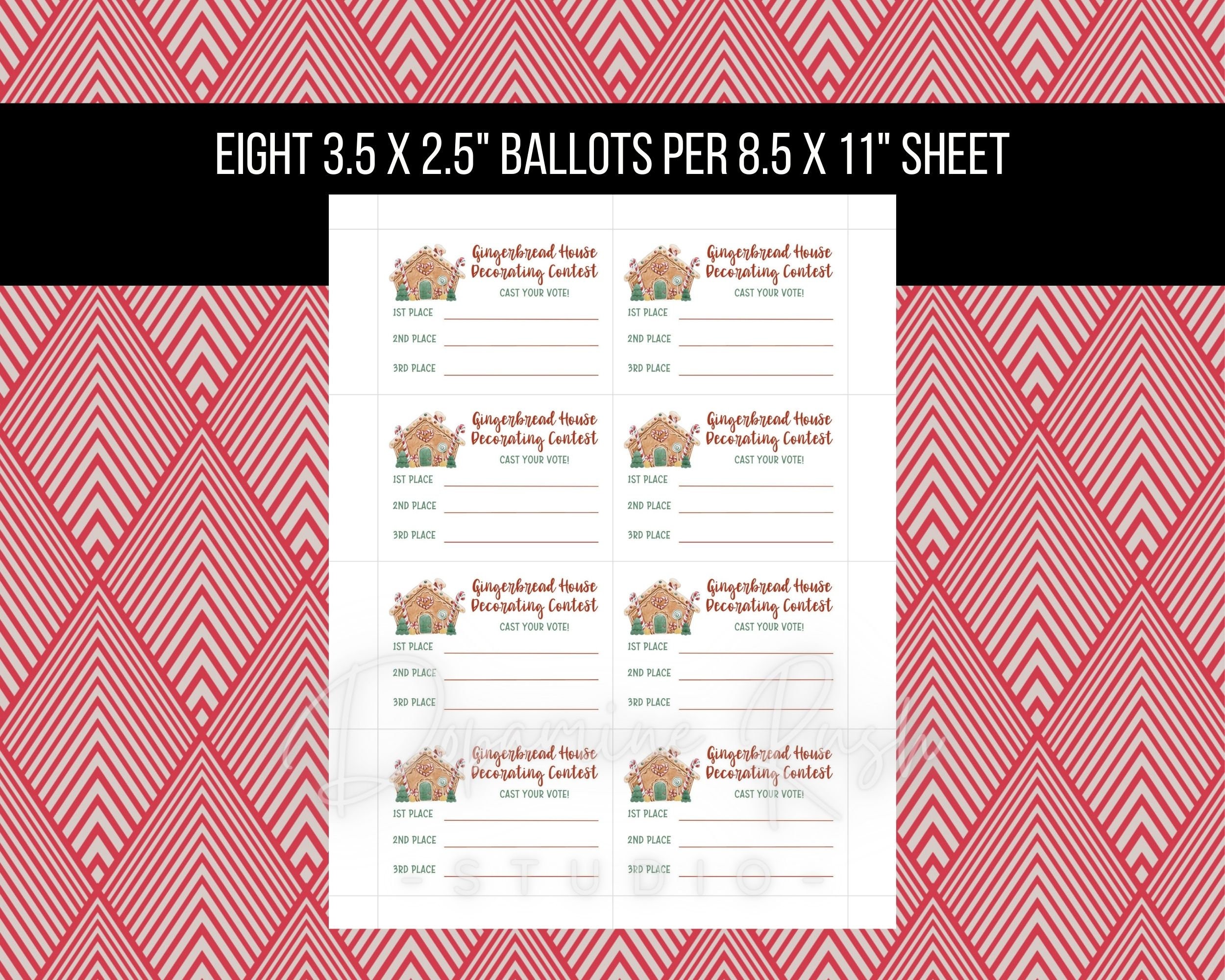 Printable Gingerbread House Decorating Contest 3.5 X 2.5” Voting Ballot ...