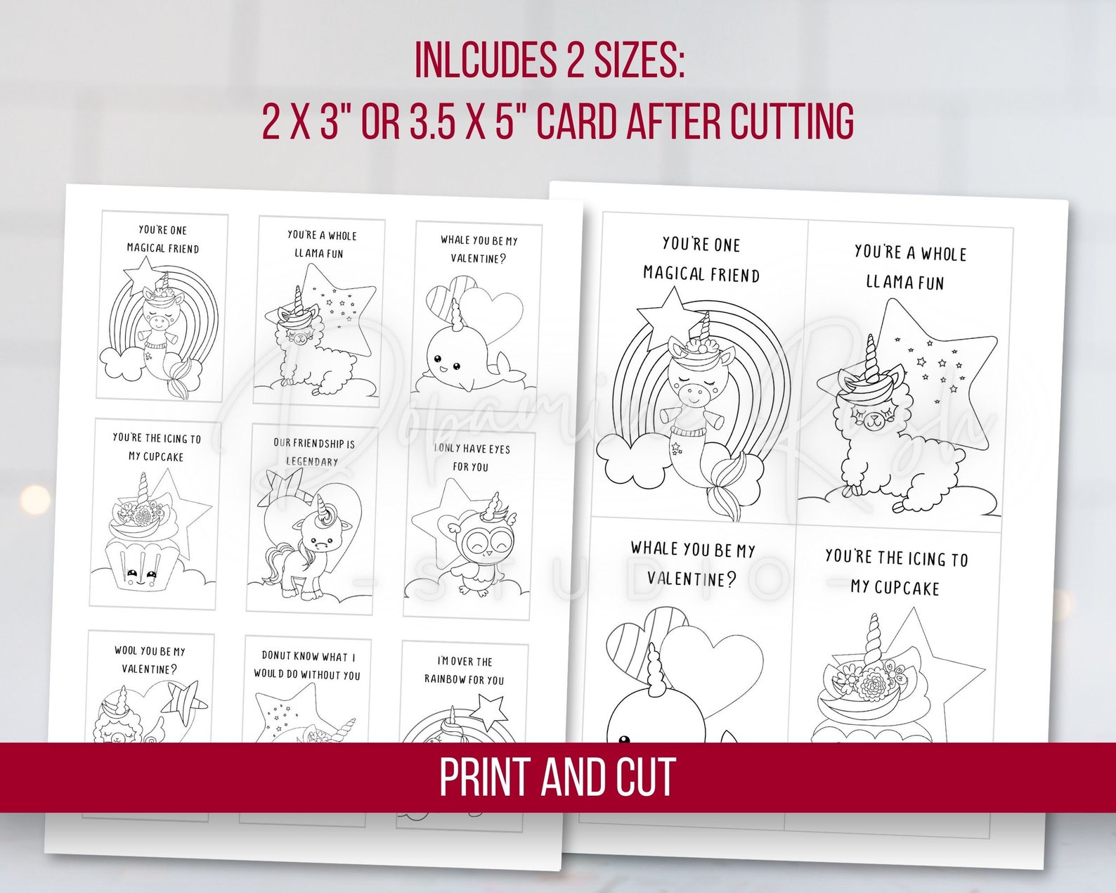 Printable Valentine’s Day Coloring Cards, Unicorn Friends Valentine's ...