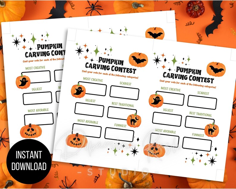 Printable Pumpkin Carving Contest Voting 5 X 7" Ballot, Halloween Party ...