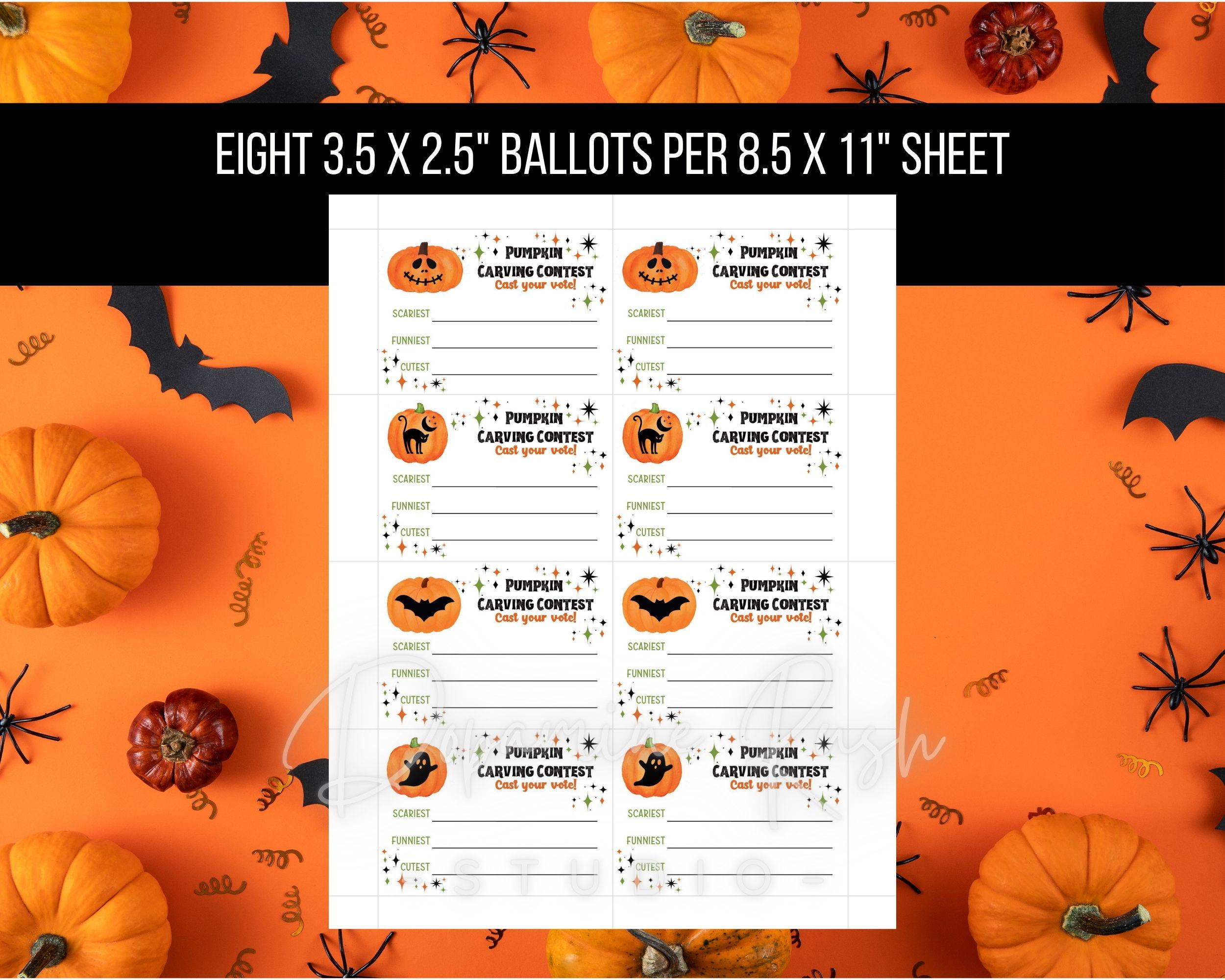 Printable Pumpkin Carving Contest Voting Ballot 3.5 X 2.5”, Halloween ...