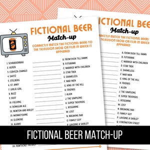 Printable Fictional Beer Match-up Game, Beer Games, Printable Beer ...