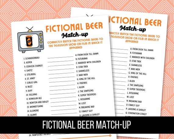 Printable Fictional Beer Match-up Game Beer Games Printable - Etsy