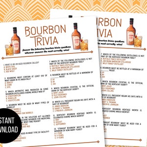 Printable Bourbon Trivia, Bourbon Tasting Games, Whiskey Games, Bourbon ...