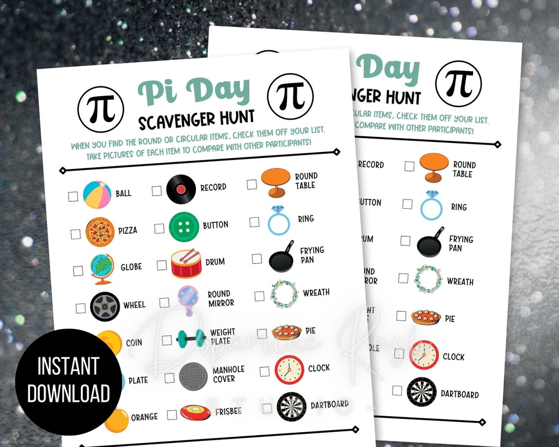 Printable Pi Day Scavenger Hunt, Printable Pi Day Games,, March 14th Pi ...
