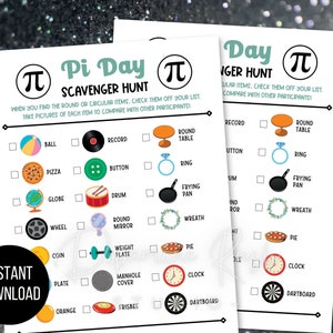 Printable Pi Day Scavenger Hunt, Printable Pi Day Games,, March 14th Pi ...