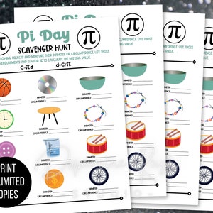 Printable Pi Day Scavenger Hunt and Math Activity, Printable Pi Day ...