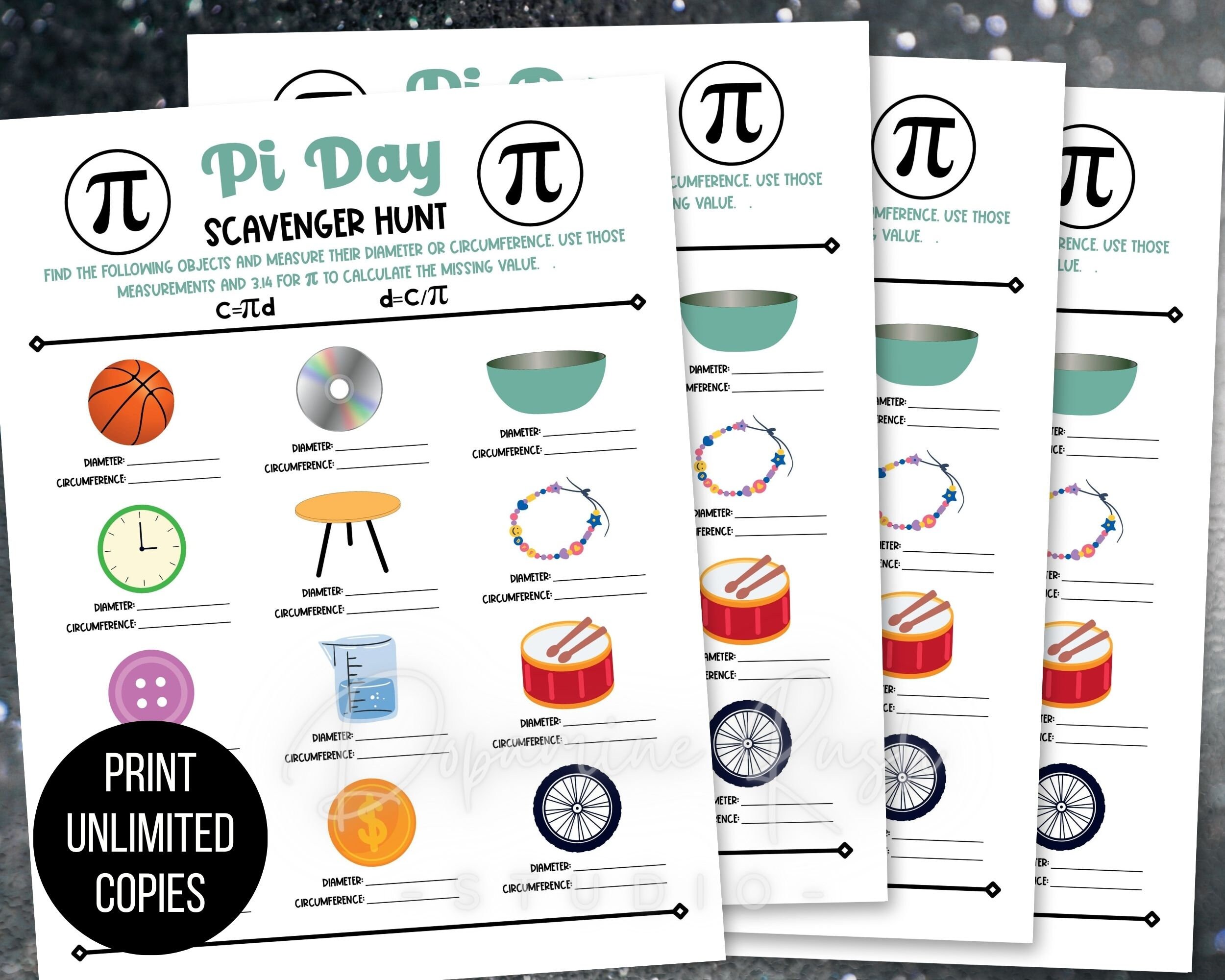 Printable Pi Day Scavenger Hunt and Math Activity, Printable Pi Day ...