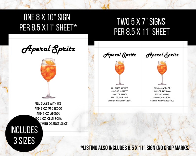 Printable Self-serve Aperol Spritz 8x10” Sign, Aperol Spritz Drink ...