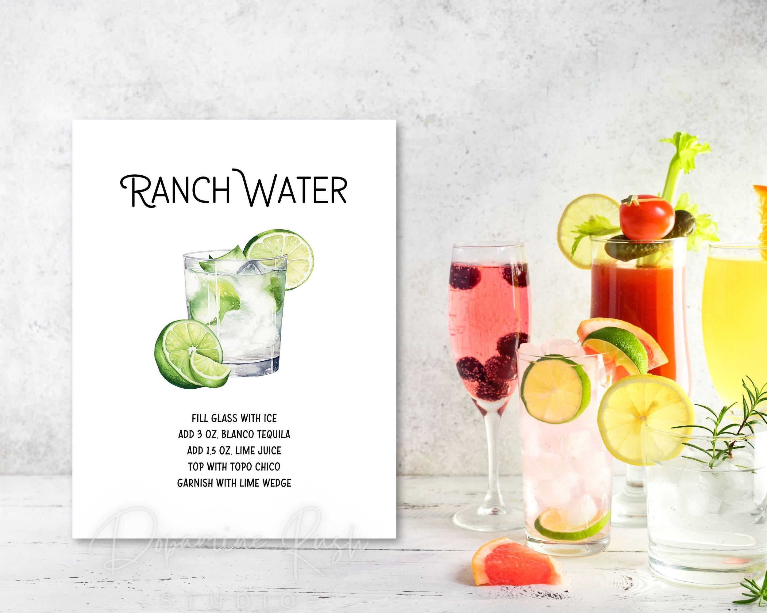 Printable Self-serve Ranch Water Cocktail 8x10” Sign, Ranch Water ...