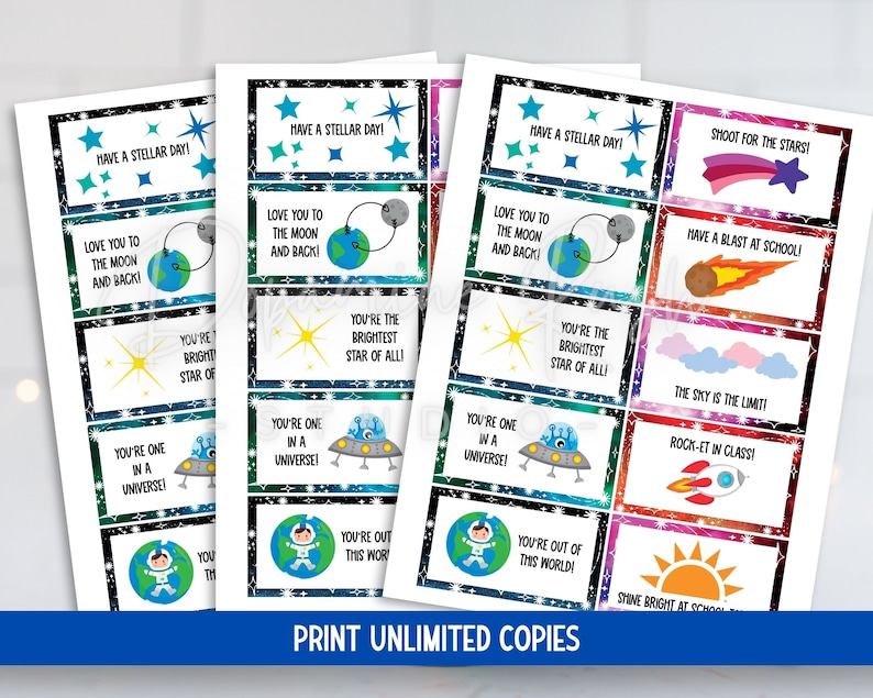 Printable Outer Space Lunch Box Notes, Outer Space Jokes, Facts, and ...