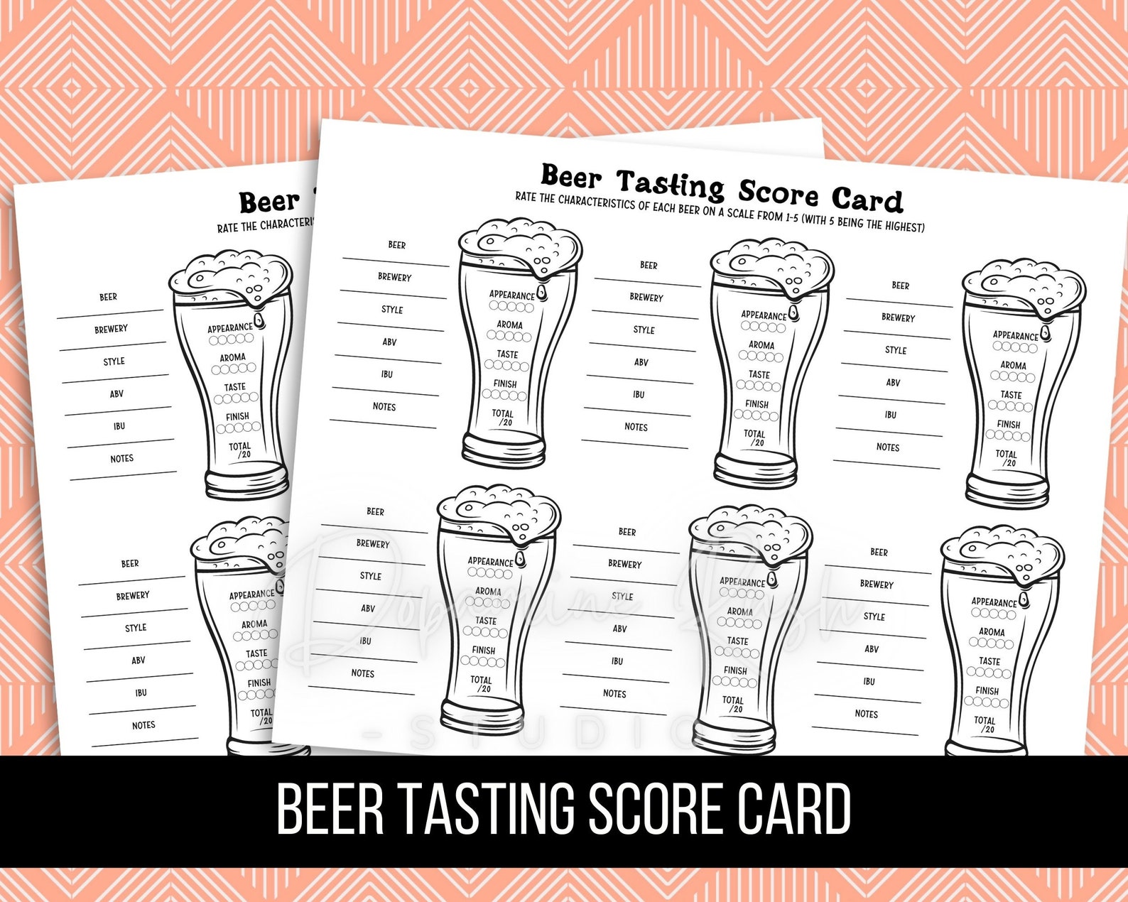 Printable Beer Tasting Score Card, Beer Score Card for 6+ Beers, Beer ...