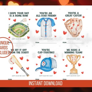 Printable Baseball Valentine 2.75 X 3.75" Cards, Baseball Classroom ...