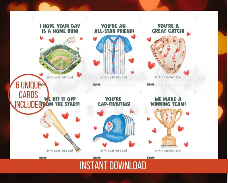 Printable Baseball Valentine 2.75 X 3.75" Cards, Baseball Classroom ...