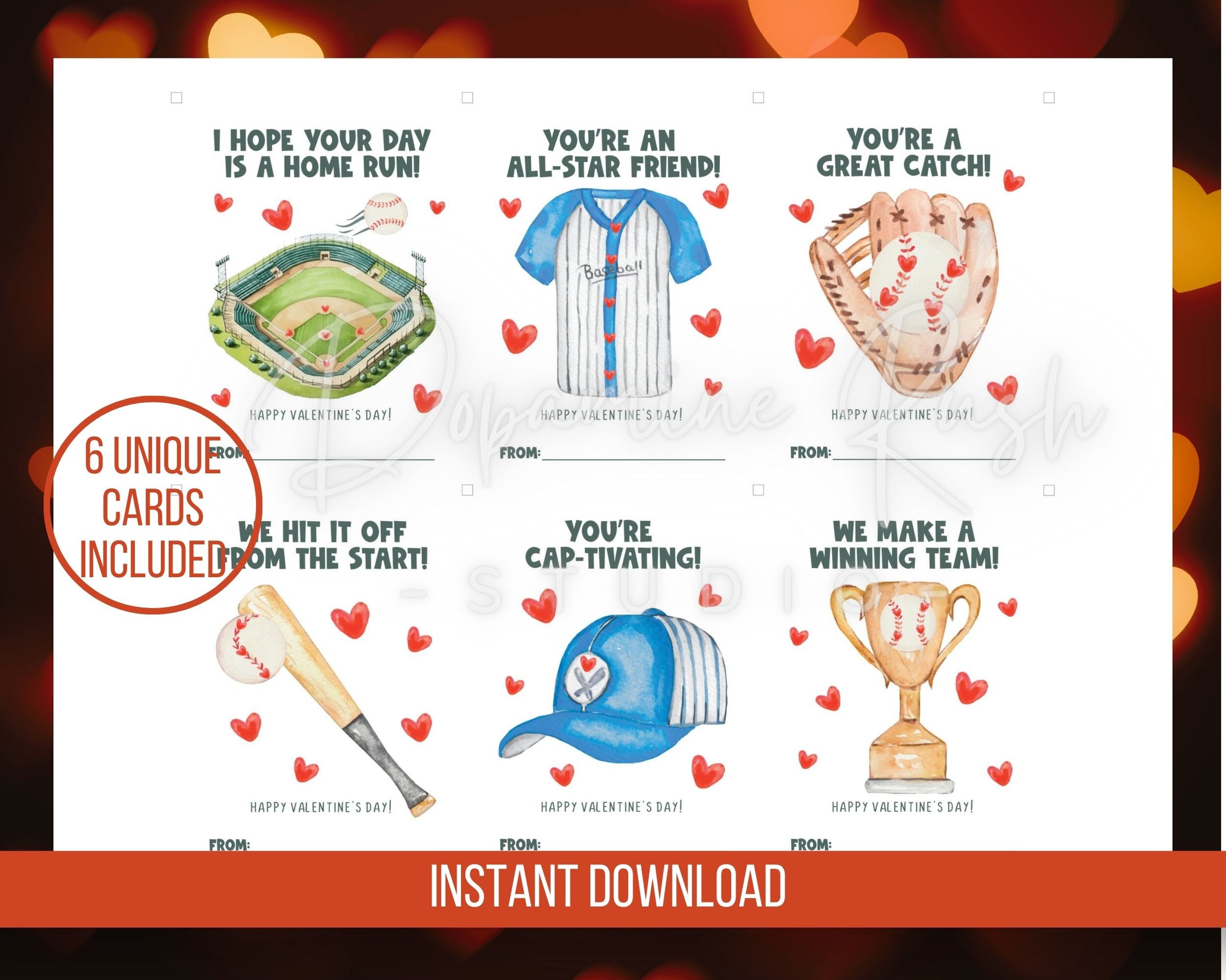 Printable Baseball Valentine 2.75 X 3.75" Cards, Baseball Classroom ...