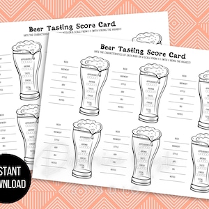 Printable Beer Tasting Score Card, Beer Score Card for 6+ Beers, Beer ...