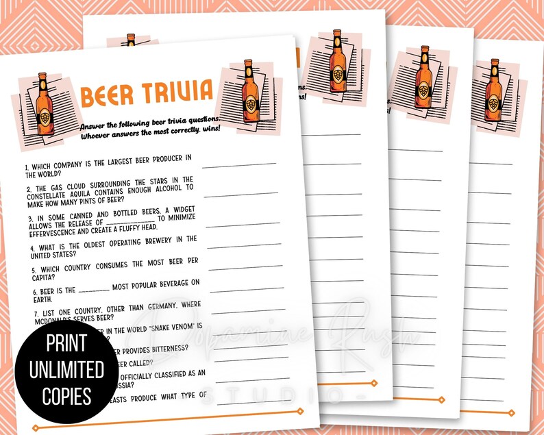 Printable Beer Trivia, Beer Games, Downloadable Beer Games, Bar Trivia ...