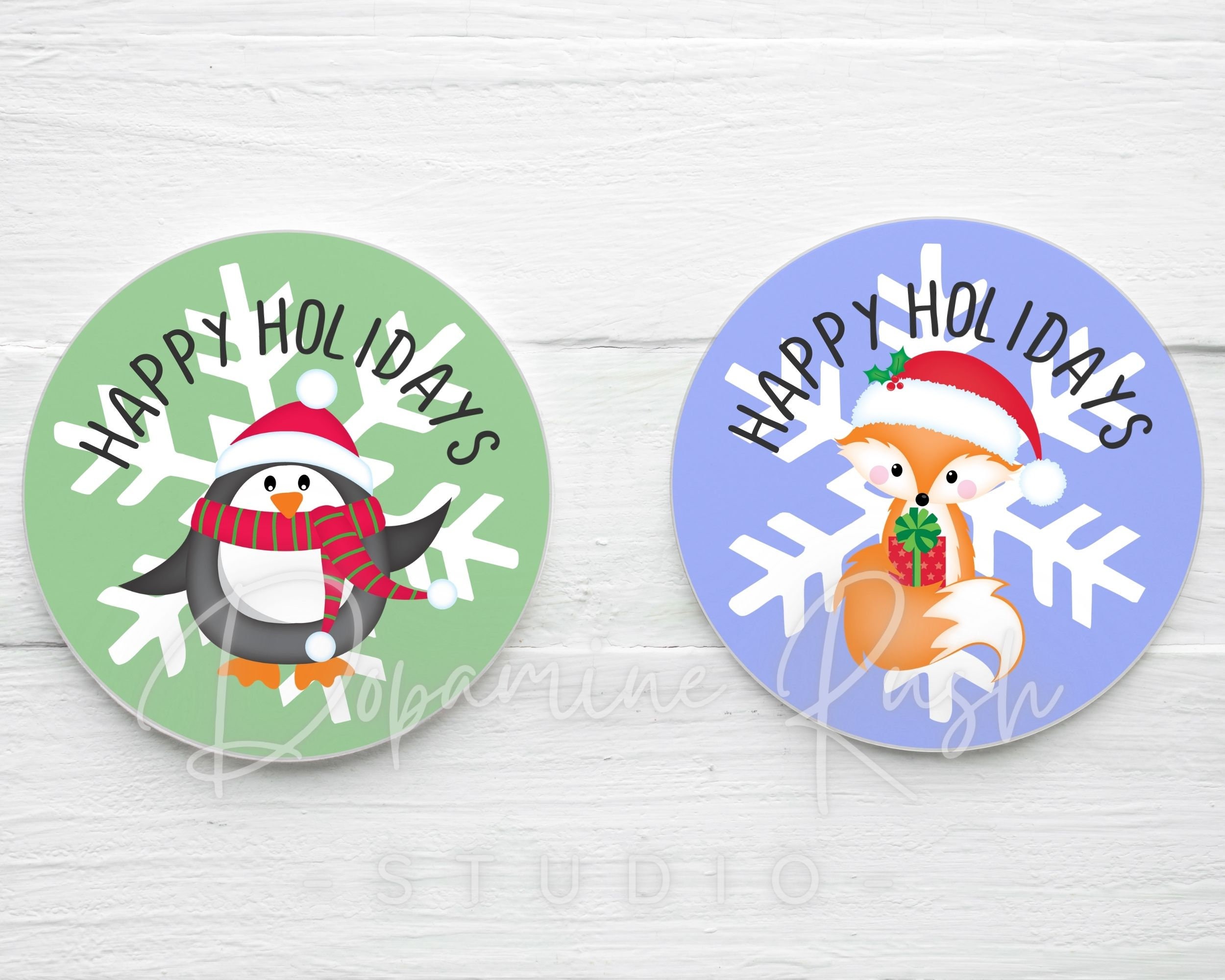 Printable Happy Holidays Cupcake Toppers Christmas Animal - Etsy