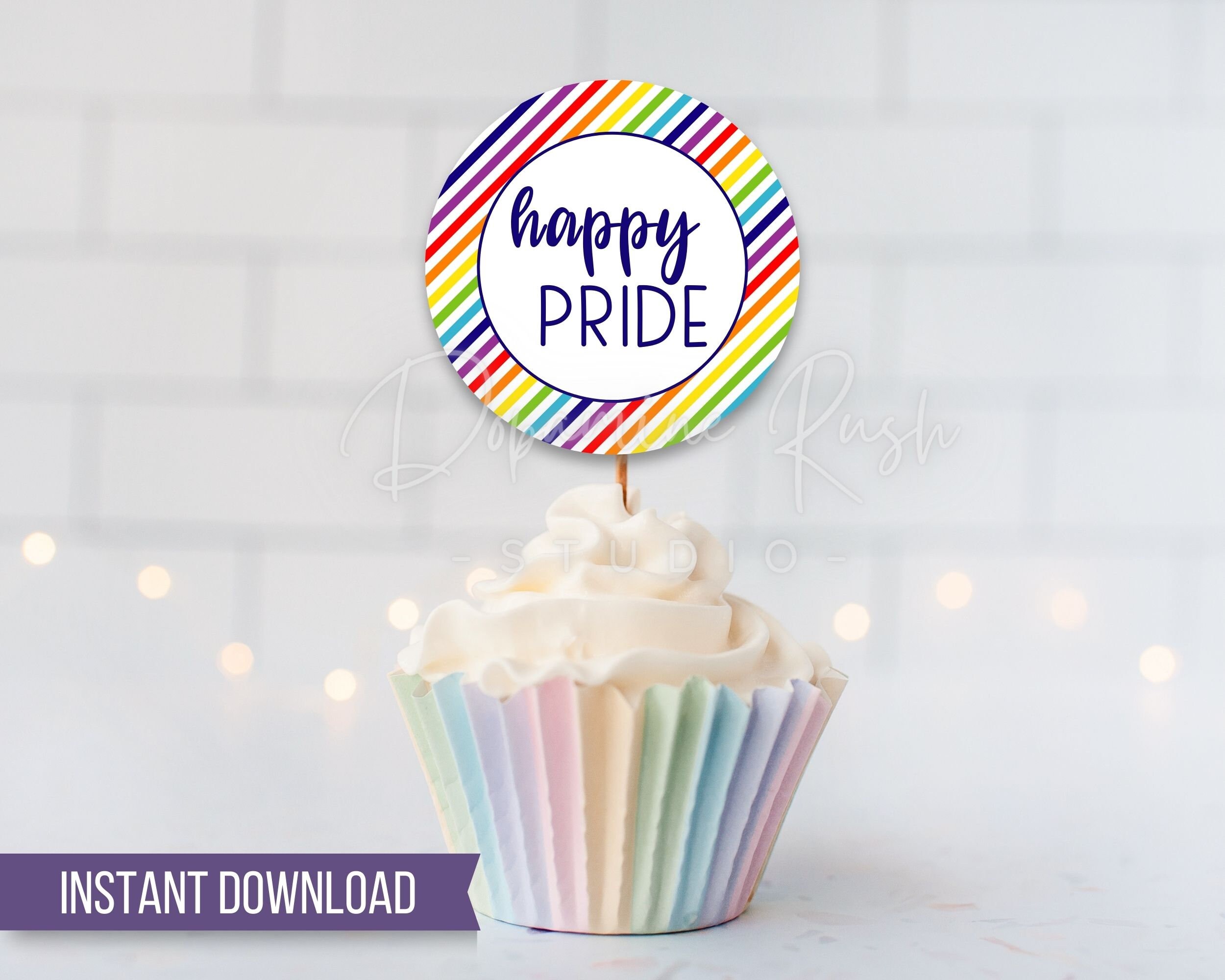 Printable Pride Round 2" Cookie Tags, Happy Pride Cupcake Toppers ...