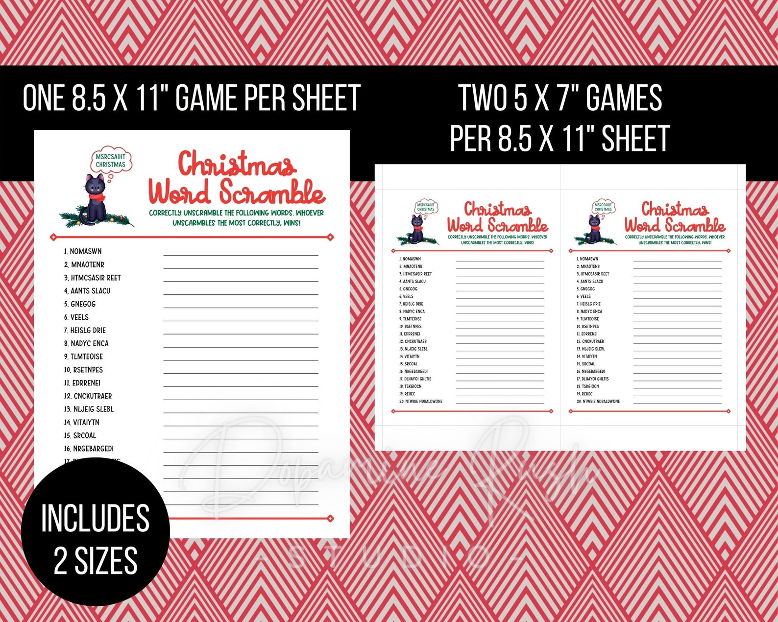 Printable Christmas Game, Printable Christmas Word Scramble, Printable ...