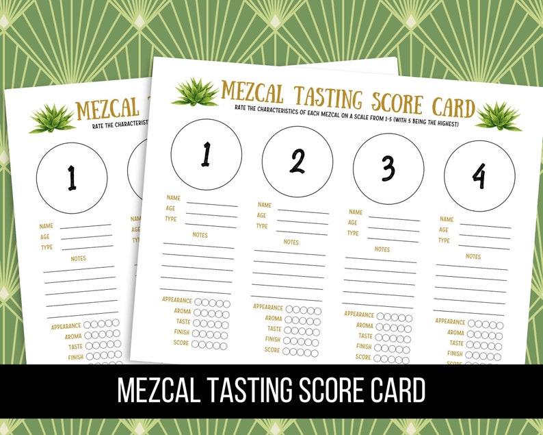 Printable Mezcal Tasting Score Card, Score Card for 4 Mezcals, Mezcal ...