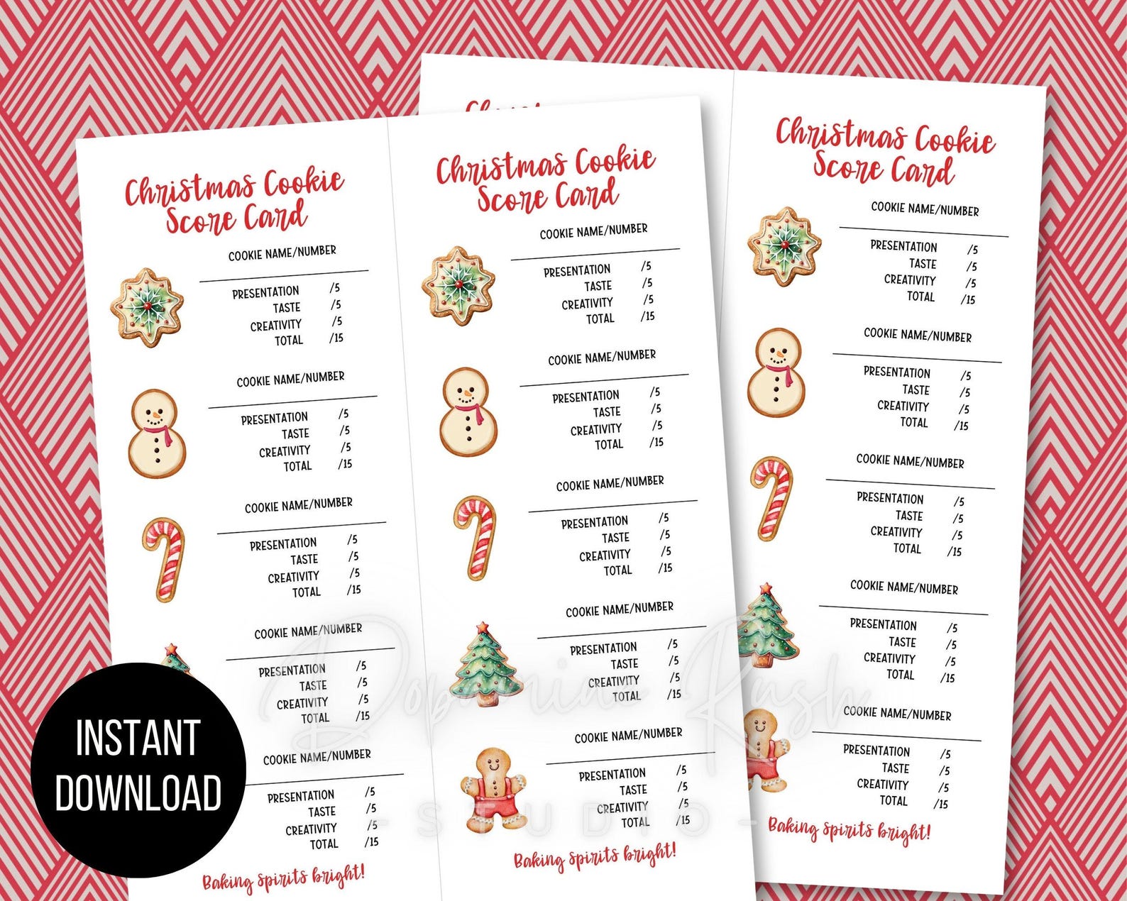 Printable Christmas Cookie Score Card, Christmas Cookie Party ...