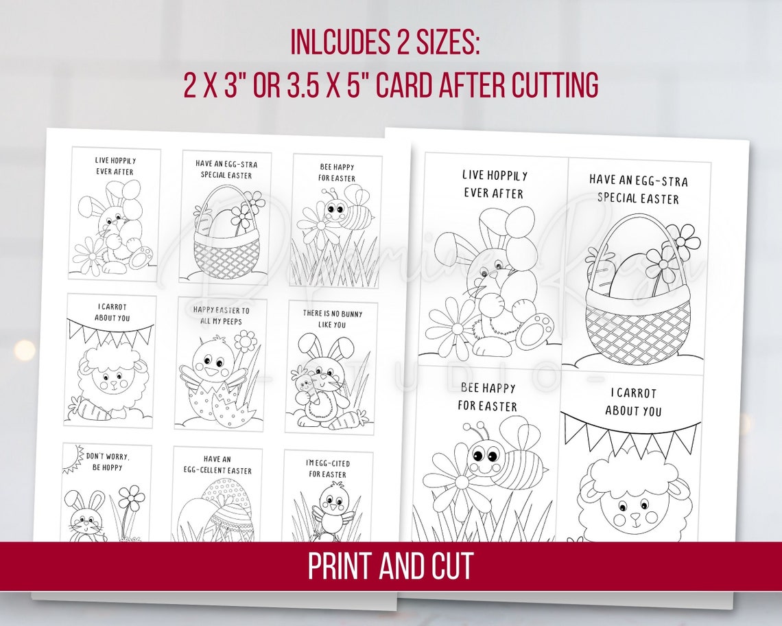 Printable Easter Coloring Cards Kids Easter Coloring | Etsy