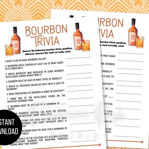 Printable Bourbon Trivia, Bourbon Tasting Games, Whiskey Games, Bourbon ...