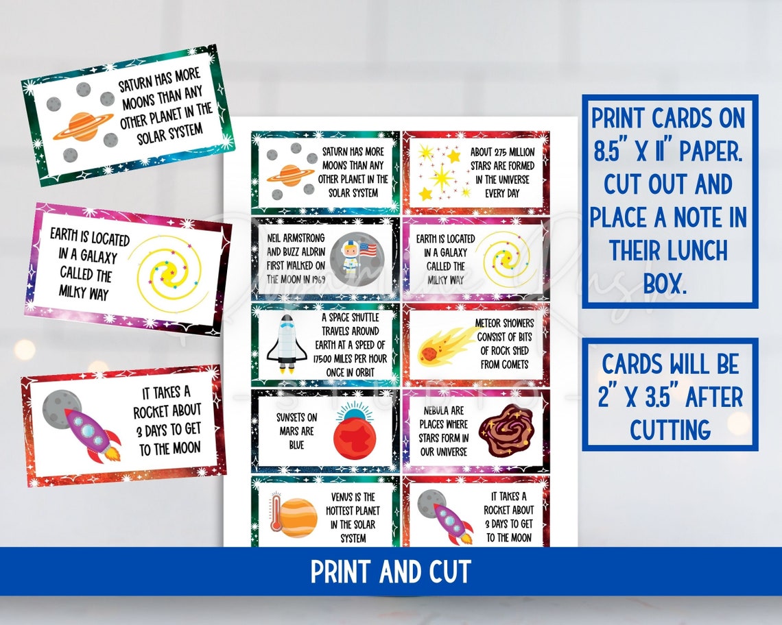 Printable Outer Space Lunch Box Notes, Outer Space Jokes, Facts, and ...