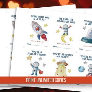 Printable Outer Space Valentine 2.75 X 3.75" Cards, Kids' Valentines ...