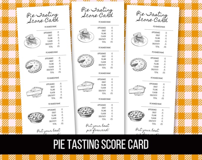 Pie Tasting Scorecard, Pie Contest, Pie Scoresheet, Reunion Party ...