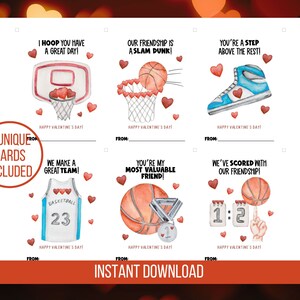 Printable Basketball Valentine 2.75 X 3.75" Cards, Basketball Classroom ...