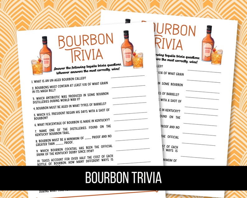 Printable Bourbon Trivia Bourbon Tasting Games Whiskey - Etsy