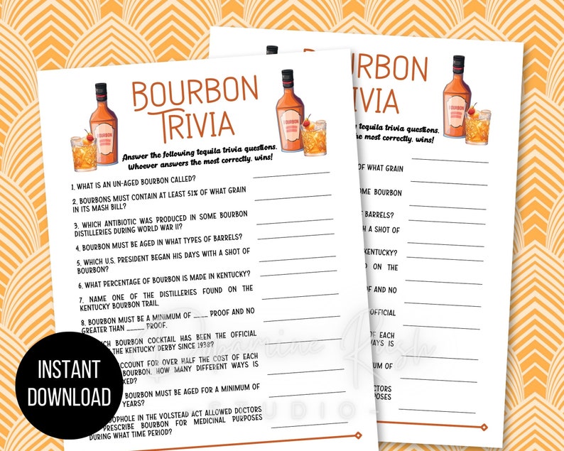 Printable Bourbon Trivia Bourbon Tasting Games Whiskey - Etsy