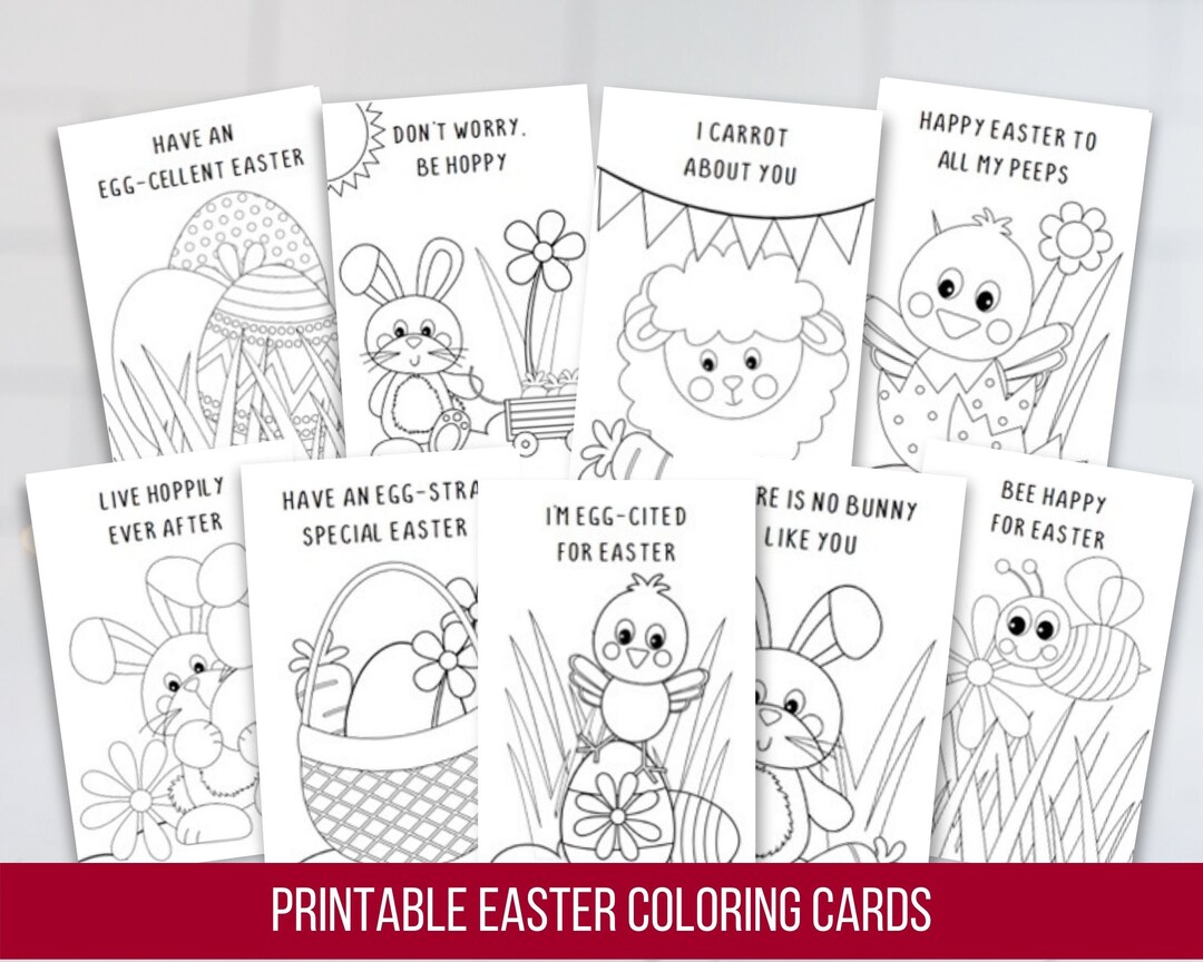 Printable Easter Coloring Cards, Kids’ Easter Coloring Activity ...