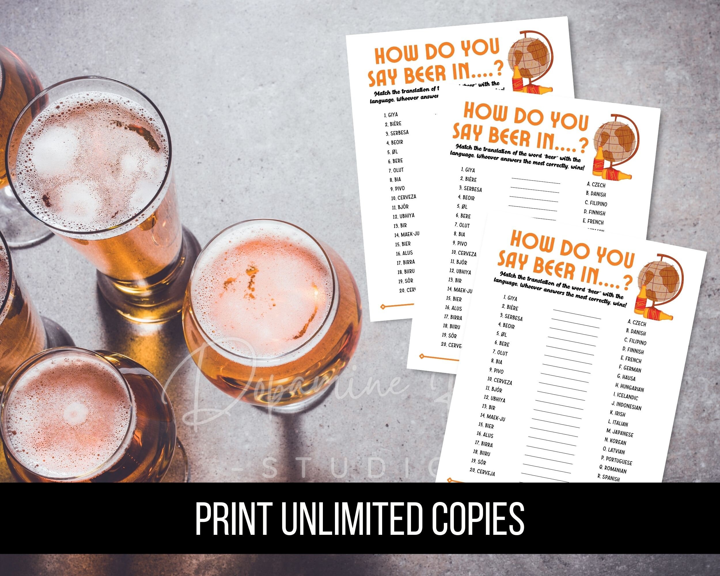 Printable Beer Bundle, Beer and Brewery Games, Downloadable Beer Games ...