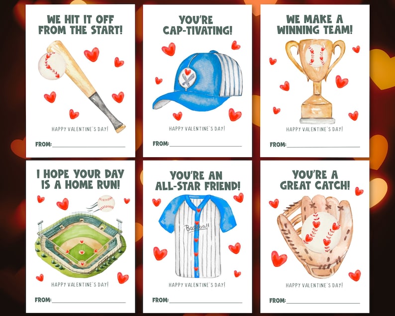 Printable Baseball Valentine 2.75 X 3.75" Cards, Baseball Classroom ...