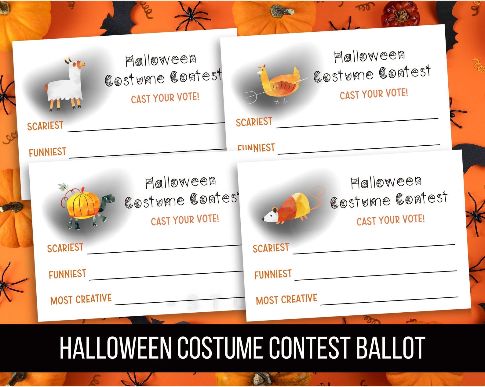 Printable Halloween Costume Contest 3.5 X 2.5” Voting Ballot, Halloween ...