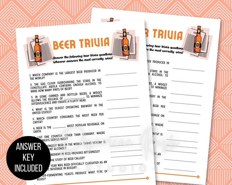 Printable Beer Trivia Beer Games Downloadable Beer Games - Etsy