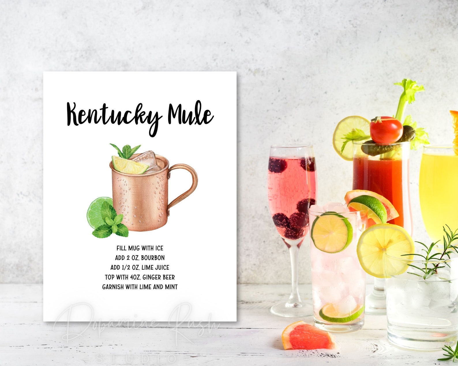 Printable Self-serve Kentucky Mule Cocktail 8x10” Sign, Cocktail Recipe ...