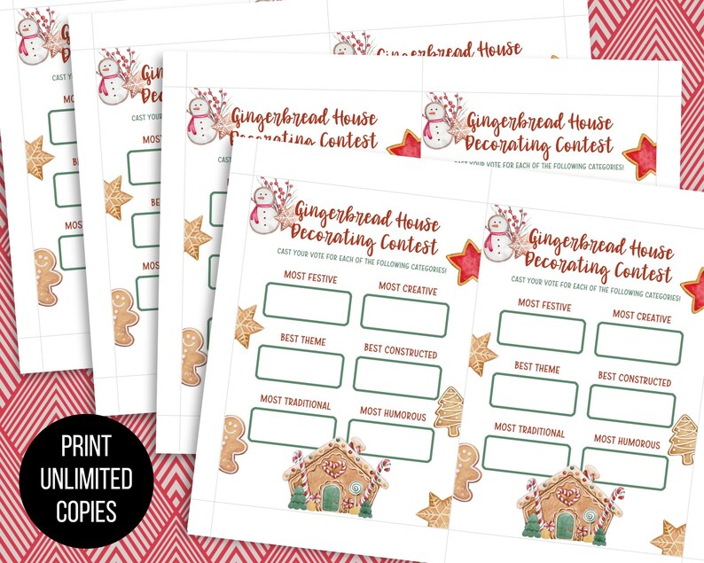 Printable Gingerbread House Decorating Contest 5x7" Voting Ballot ...