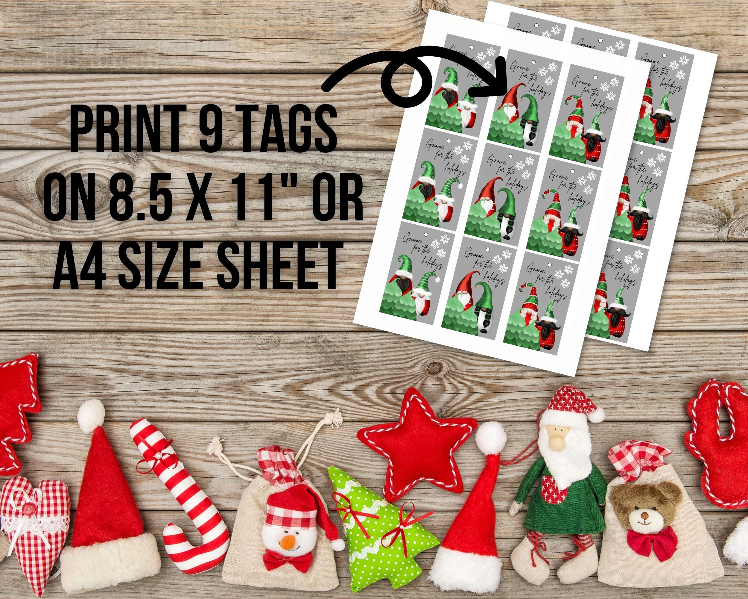 Printable Christmas Gift Tag Christmas Gnomes Gift Tag Gnome - Etsy